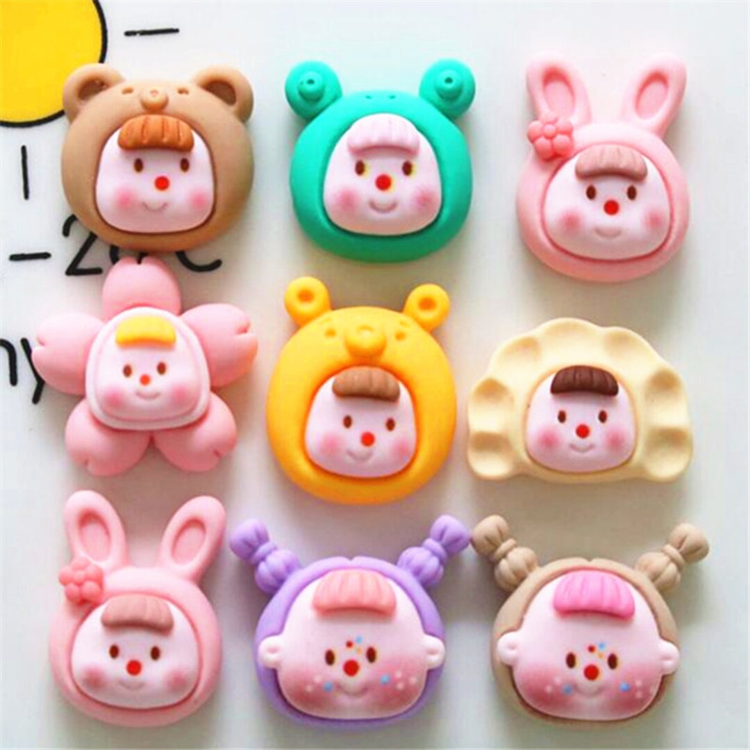Cute Girl Face Resin Cartoon Simulation Fake Food for DIY Jewelry ...