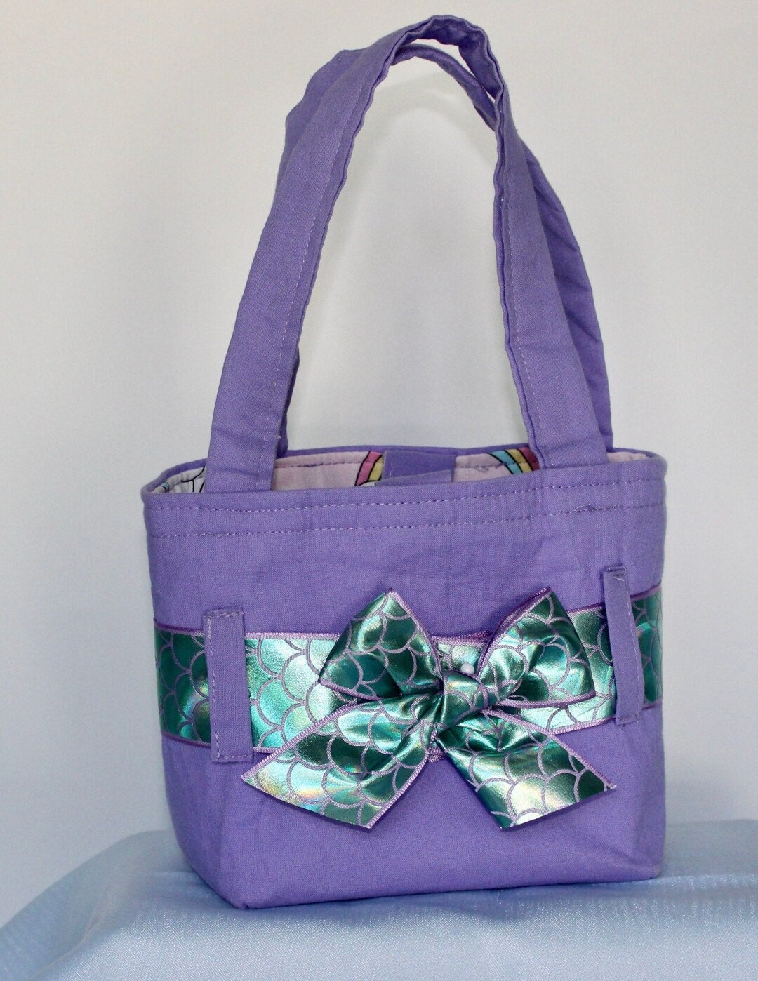 Girls Lilac Tote Bag With Mermaid Bow, Dress up Purse - Etsy