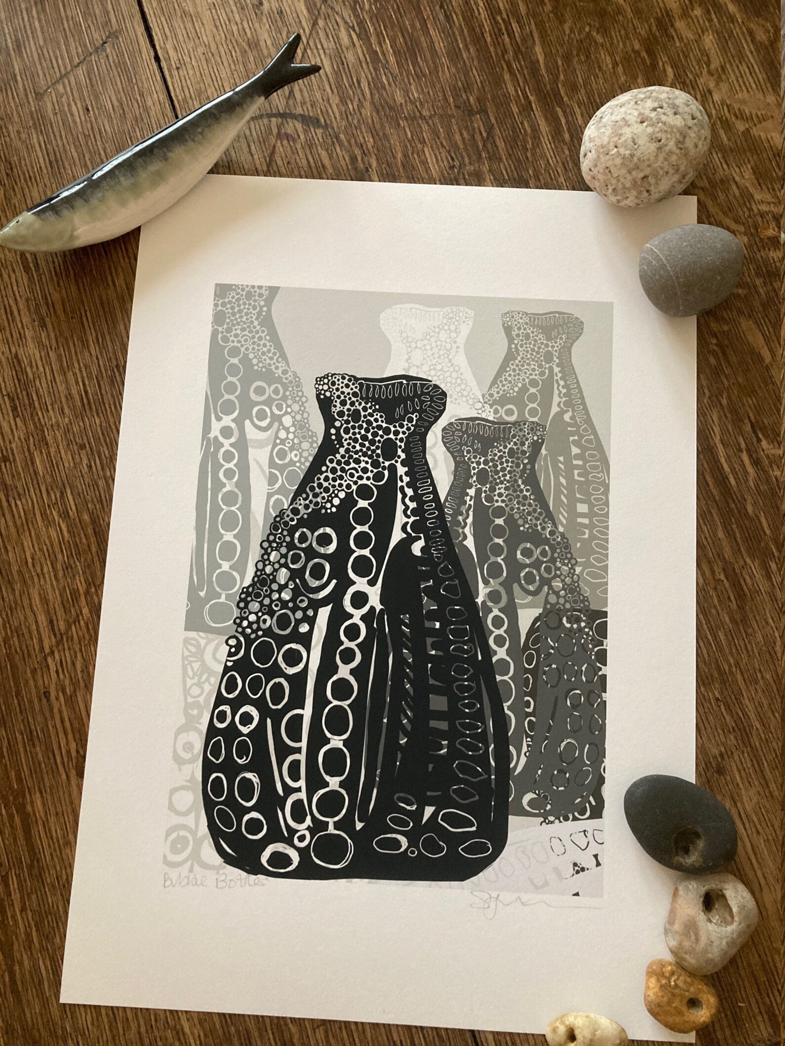 Monochrome Bubble Bottle Art Print - Etsy Norway
