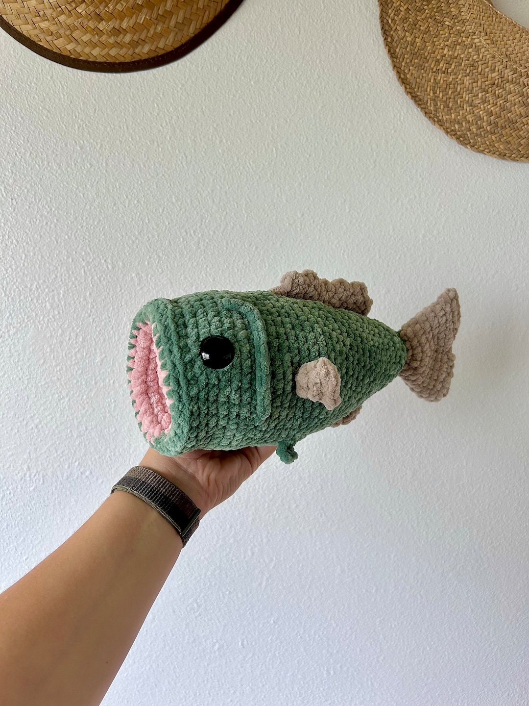 FRESH CATCH: Large Mouth Bass Plushie Handmade Amigurumi Stuffed Animal ...