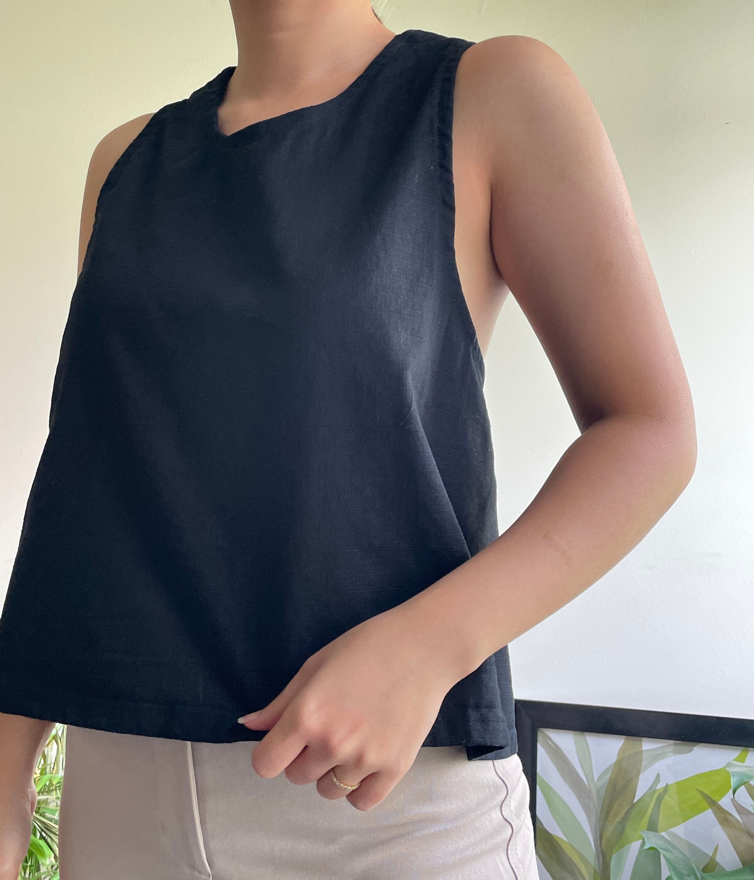 Kaia Linen Criss Cross Back Linen Top - Etsy