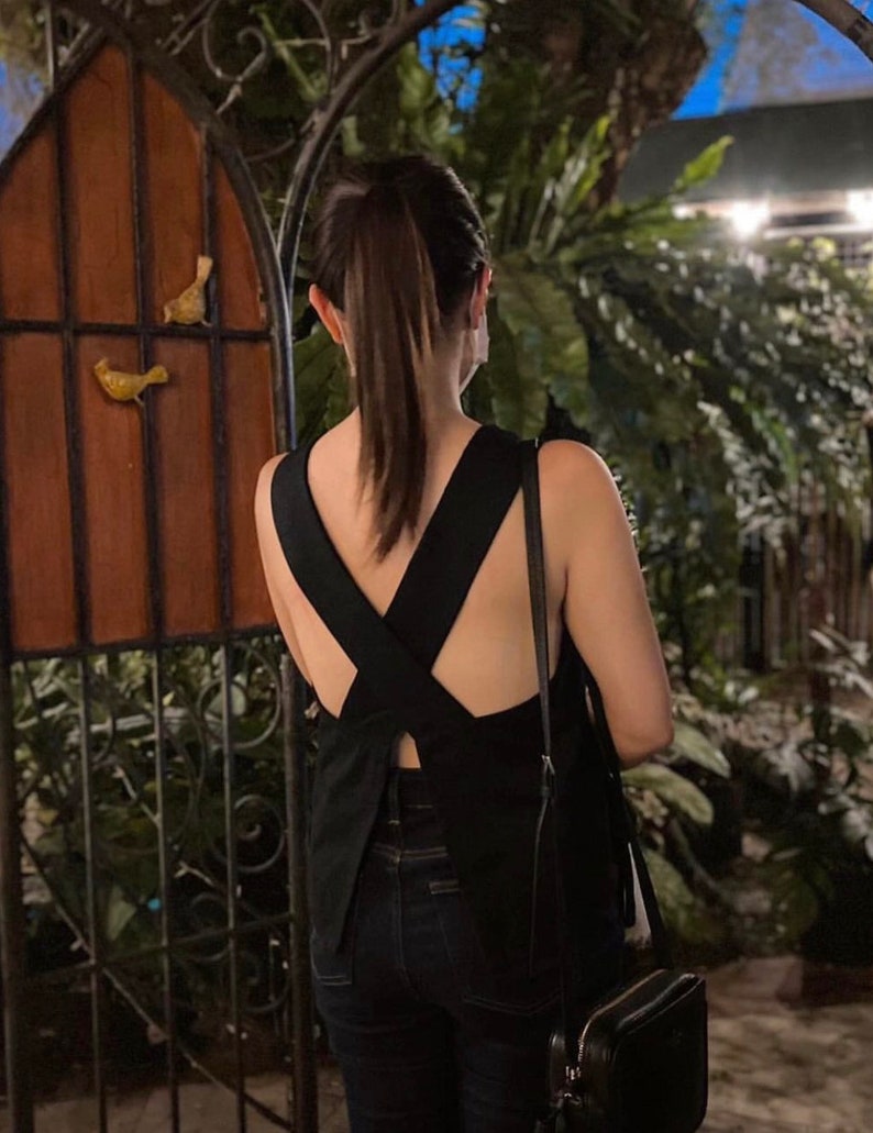 Kaia Linen Criss Cross Back Linen Top - Etsy