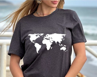 World Map Shirt, Travel Shirt, Traveler Gift, Travel Lover, Geography ...