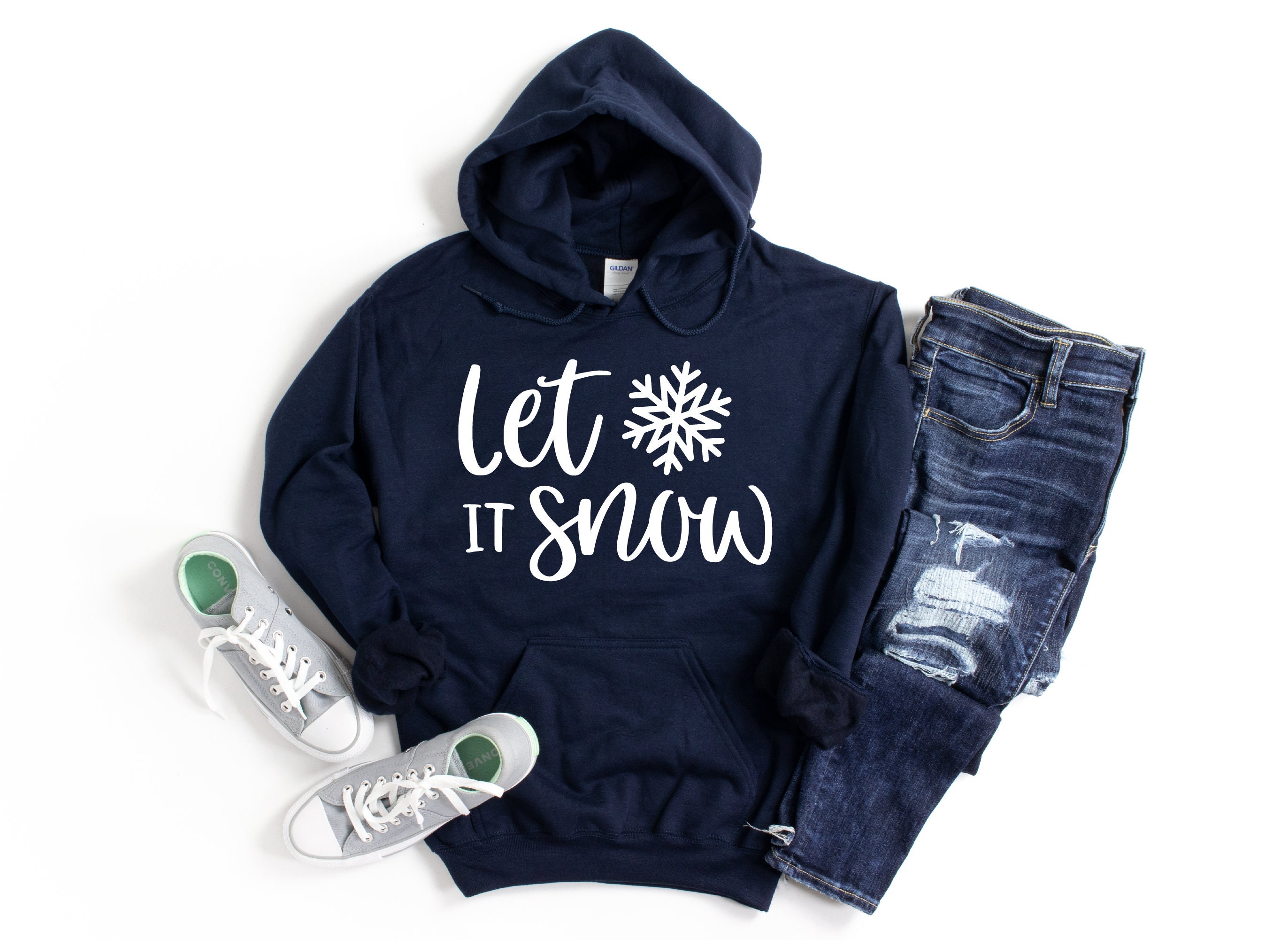 Let it snow hoodie Winter hoodie Comfy Hoodie Womens Fall | Etsy