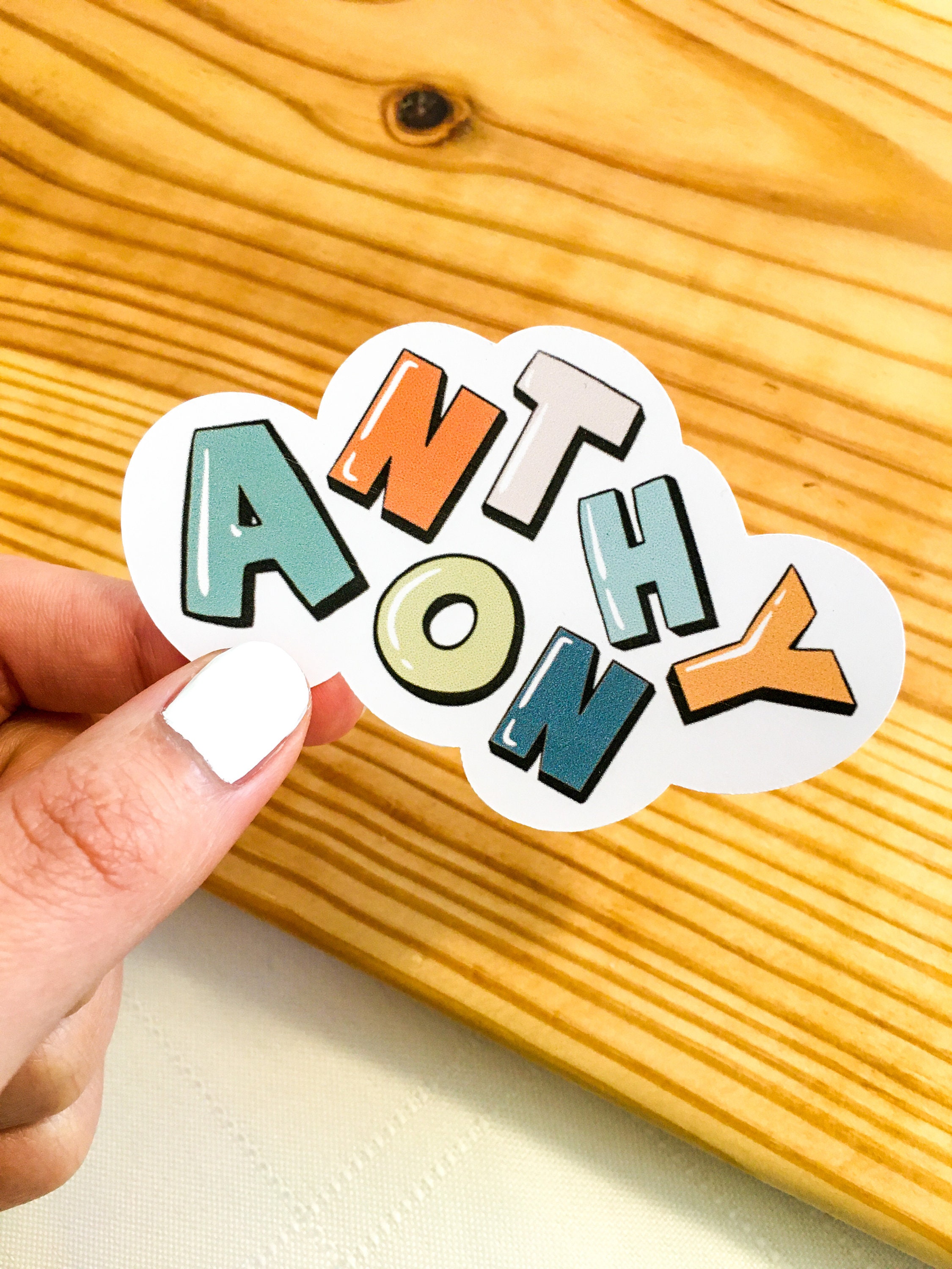 Custom Name Sticker: Colorful Funky Pastel Personalized - Etsy