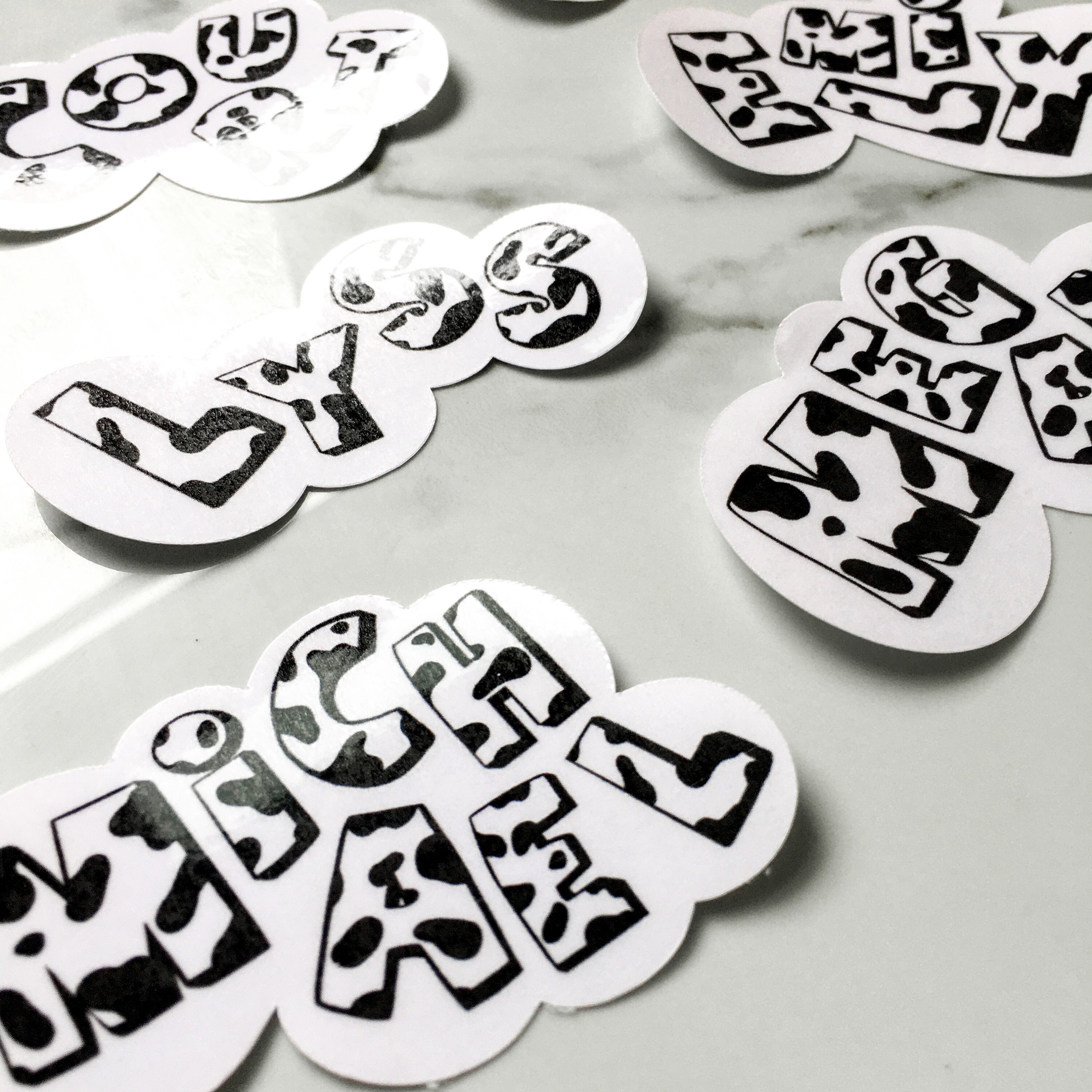 Custom Name Sticker: Funky Cow Print Personalized Stickers - Etsy