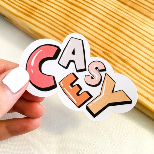 Custom Name Sticker: Colorful Funky Pastel Personalized - Etsy