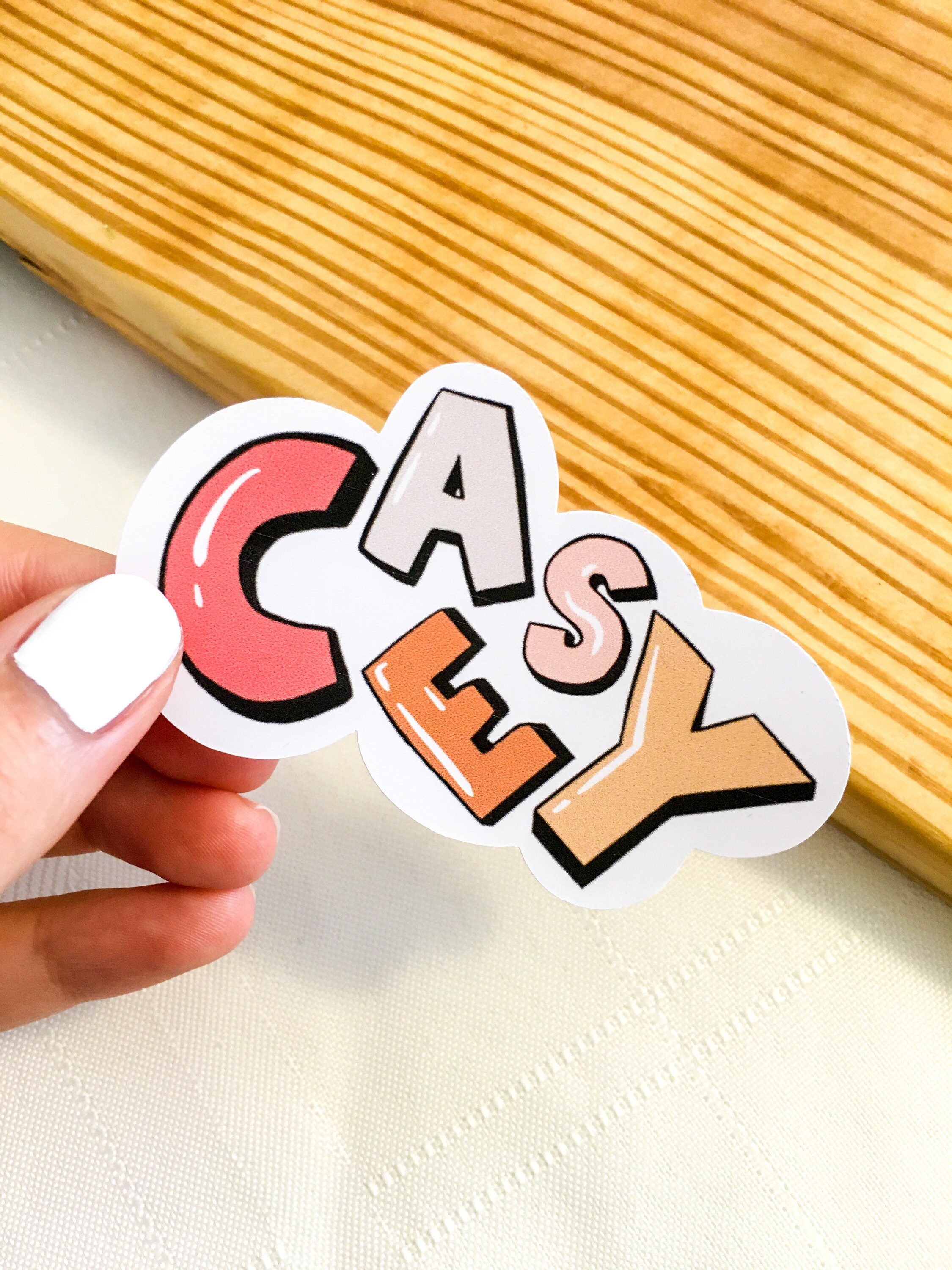 Custom Name Sticker: Colorful Funky Pastel Personalized - Etsy