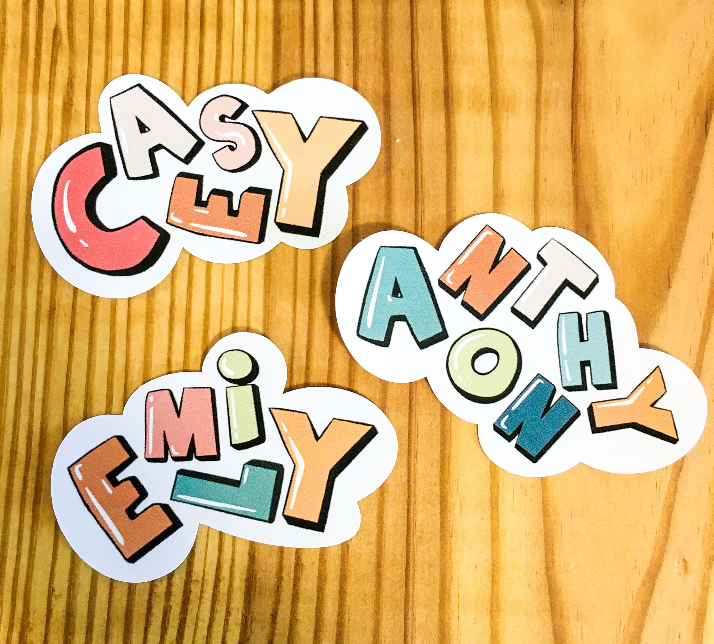 Custom Name Sticker: Colorful Funky Pastel Personalized - Etsy