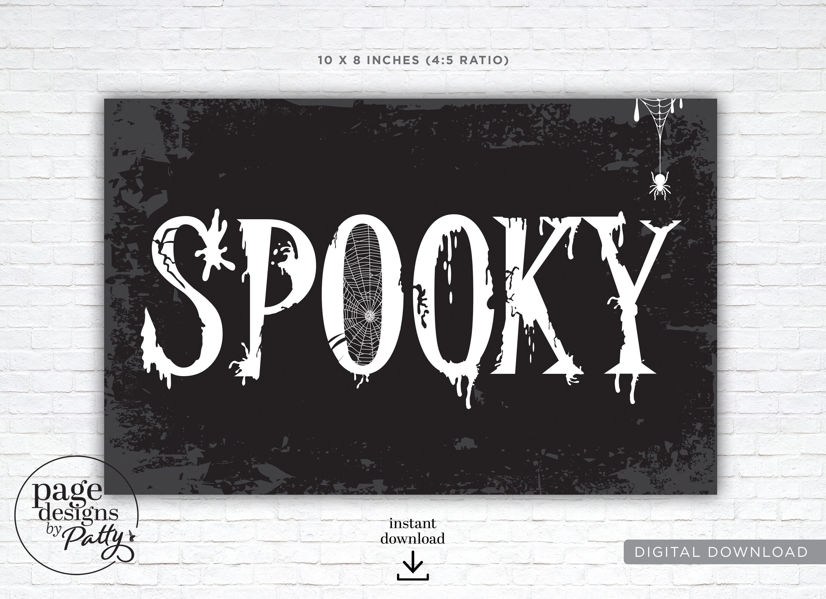 Halloween Digital Wall Art, Spooky Word Sign, Printable Wall Decor, 2 ...