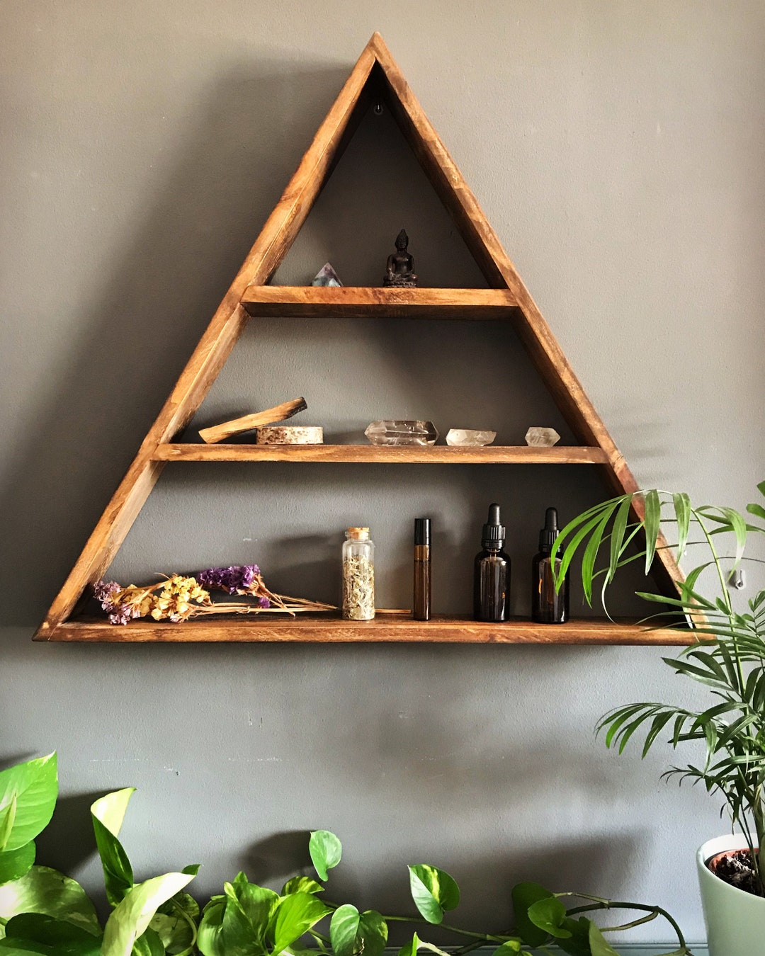 MYSTIC TREE, Triangular Wooden Shelf, Wooden Triangle, Wooden Shelf - Etsy