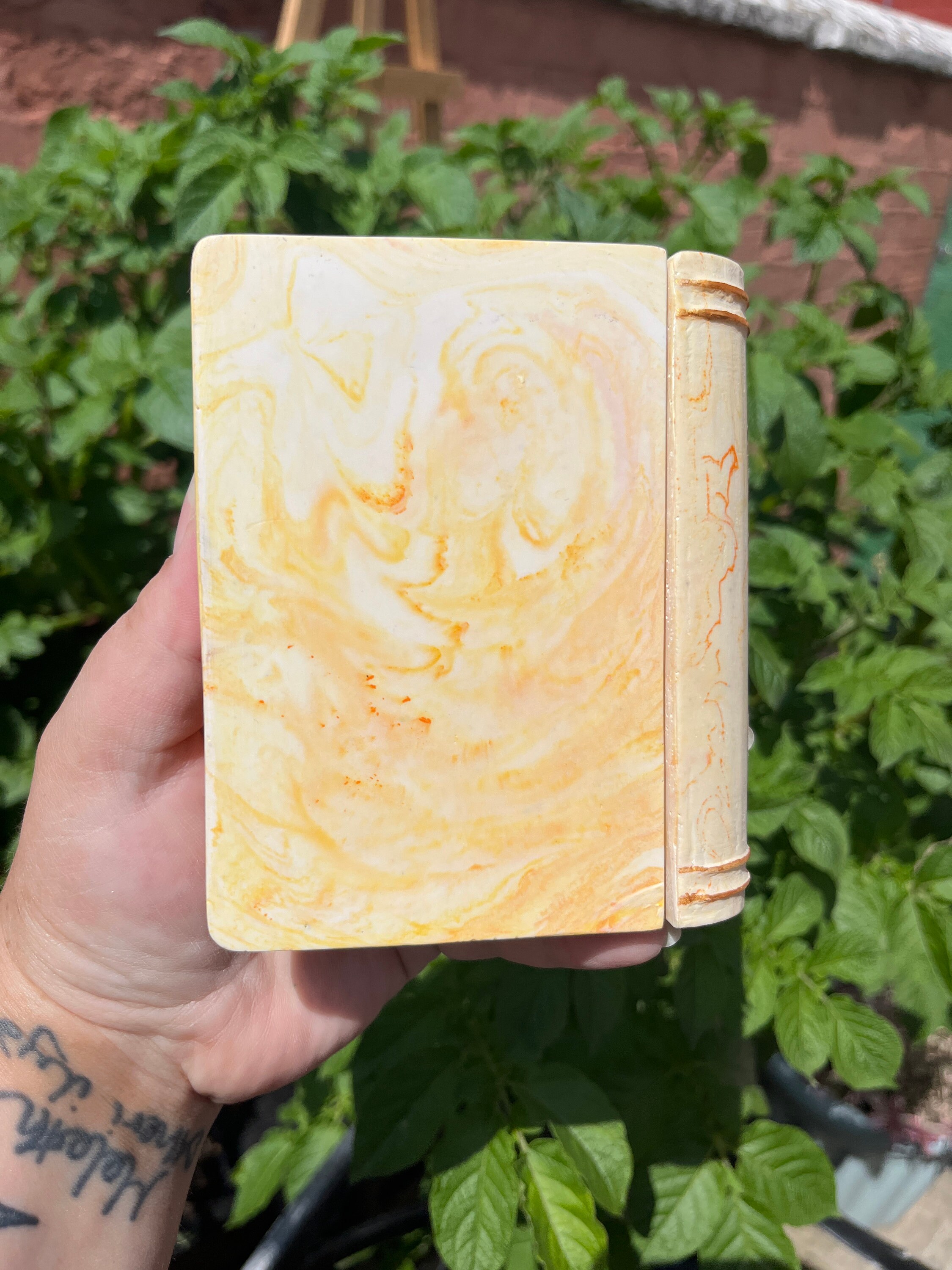 Trinket Book Box Yellow With Gold Detail Book Shaped Trinket Box ...