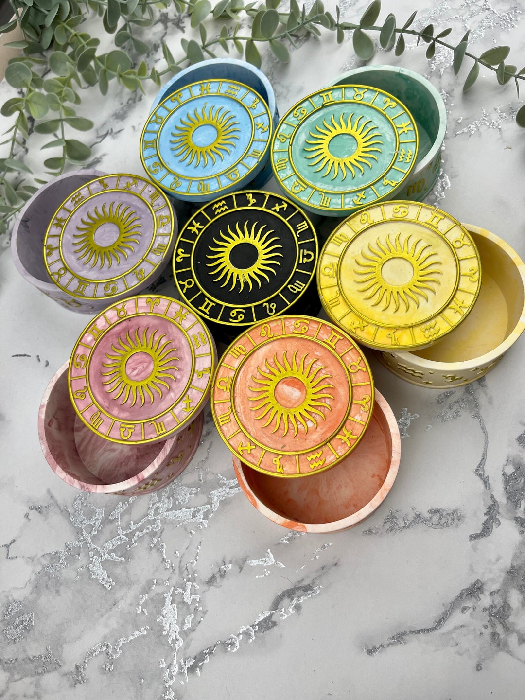 Trinket Box - Sun Detail Dice Pot, Celestial Style Jewellery Organizer ...