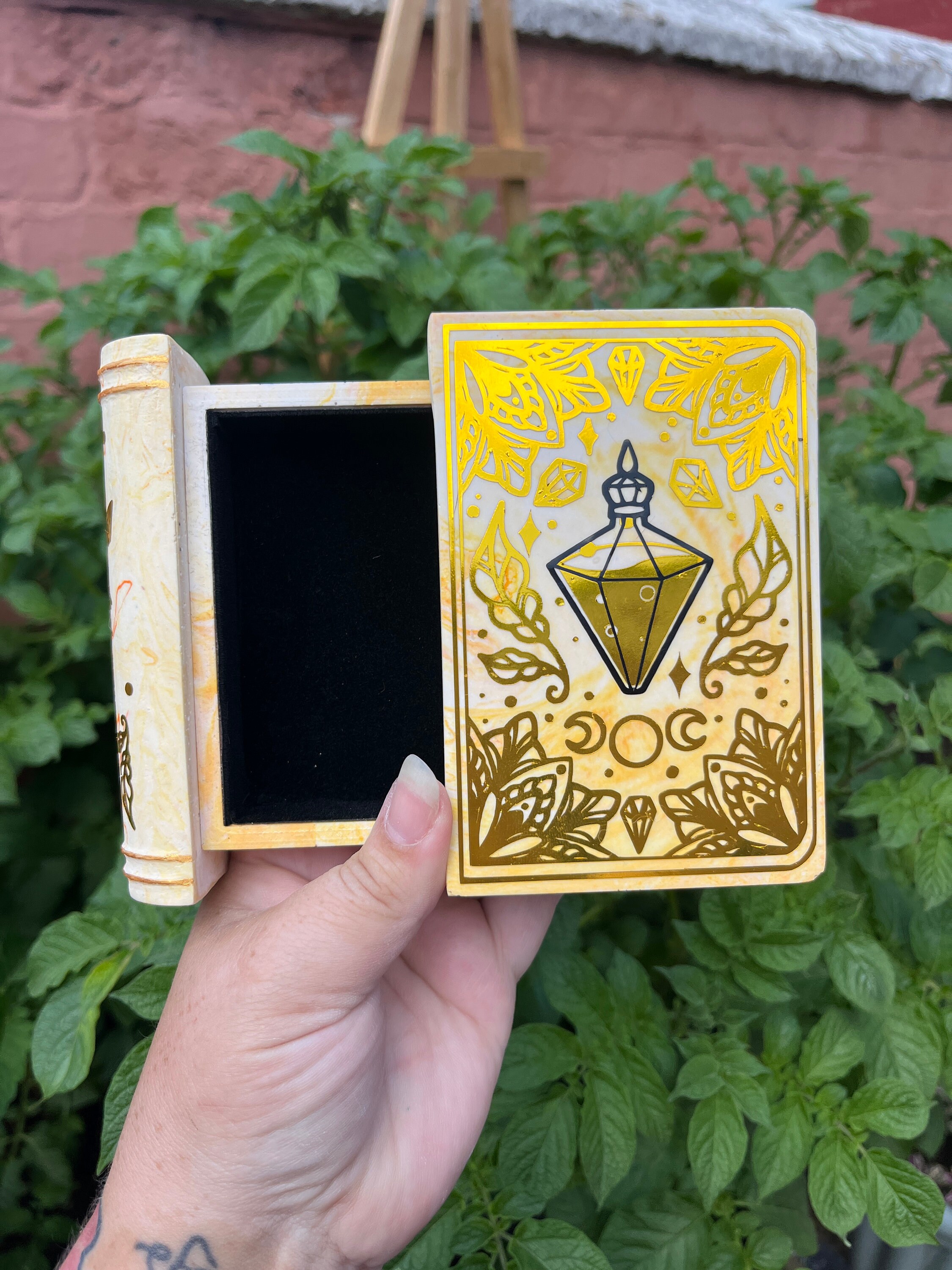 Trinket Book Box Yellow With Gold Detail Book Shaped Trinket Box ...