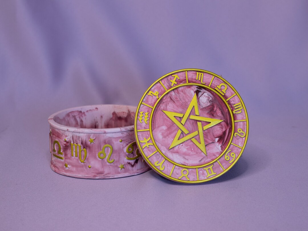 Star Detail Pink Trinket Box, Celestial Style Jewellery Box, Storage ...