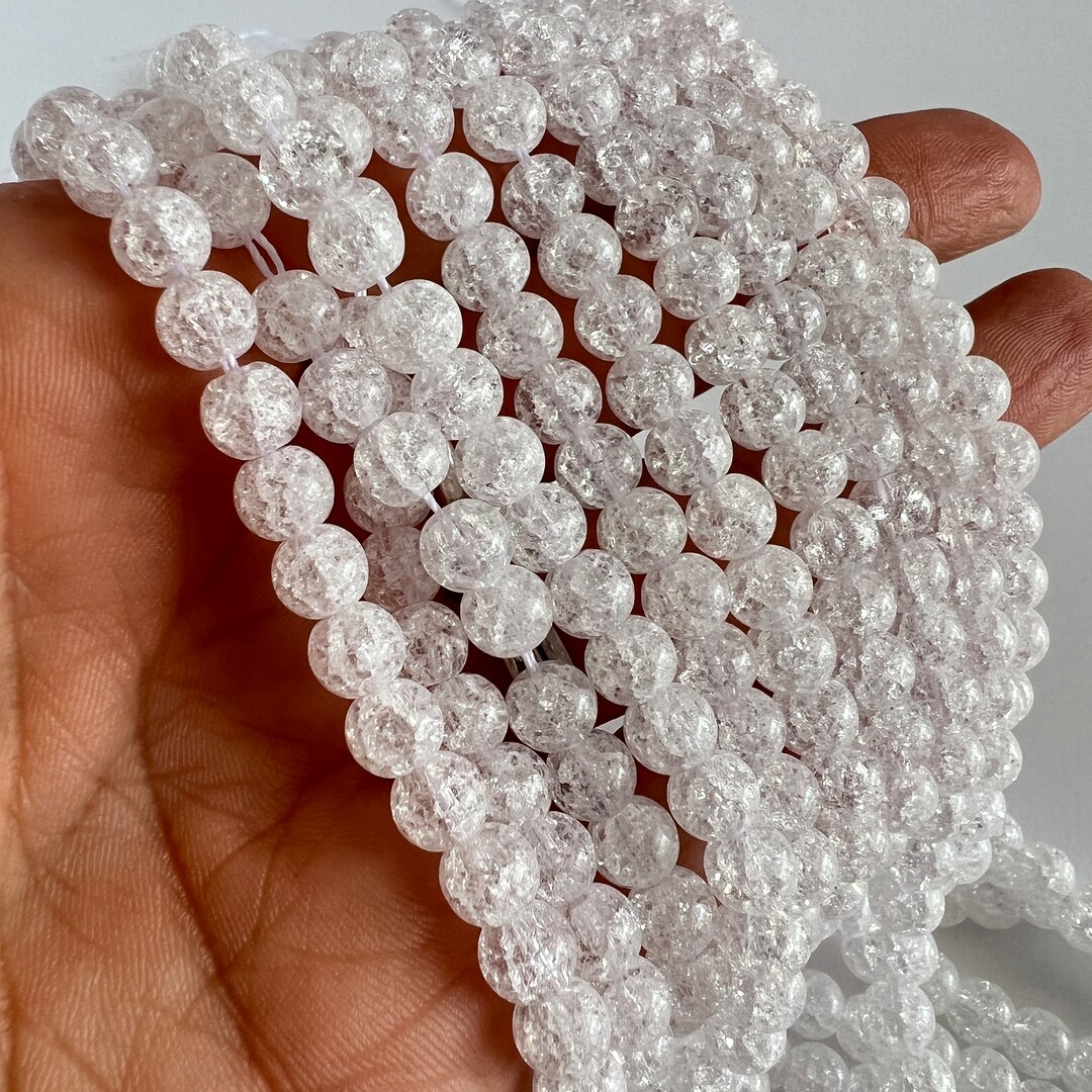 6mm Synthetic Clear Crackle Quartz Smooth Round Beads - Etsy