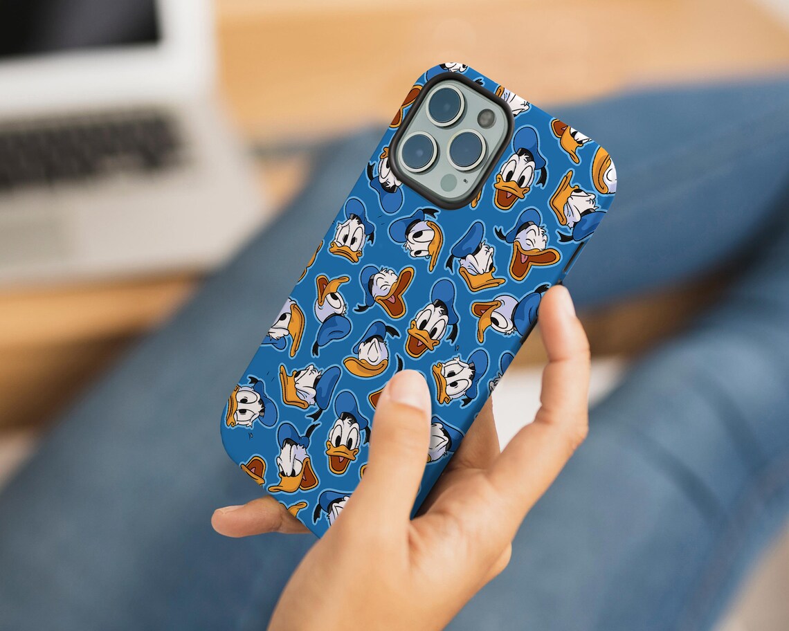 Donald Duck Design phone case Disney art case Illustrated | Etsy