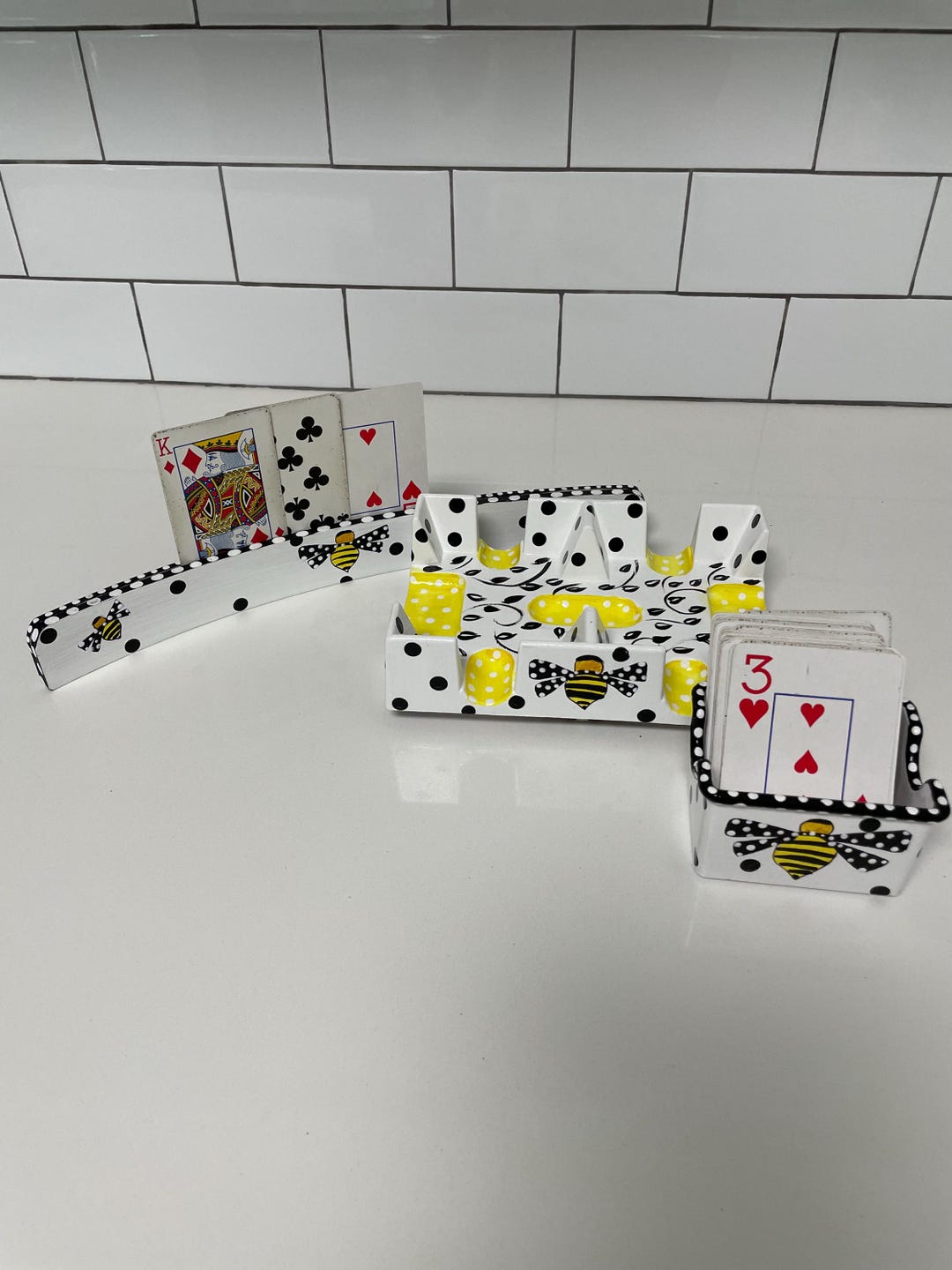 3 Piece Hand Painted Canasta Set - Etsy