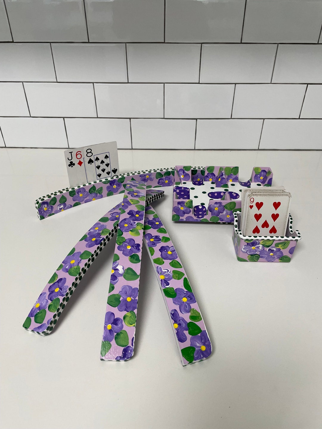 6 Piece Hand Painted Canasta Set - Etsy