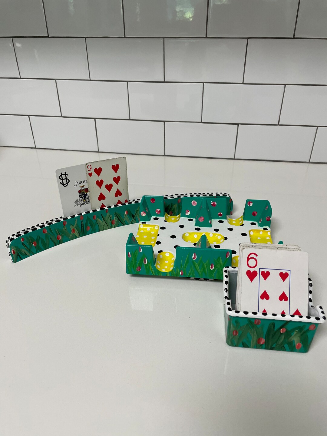 3 Piece Hand Painted Canasta Tray Set - Etsy