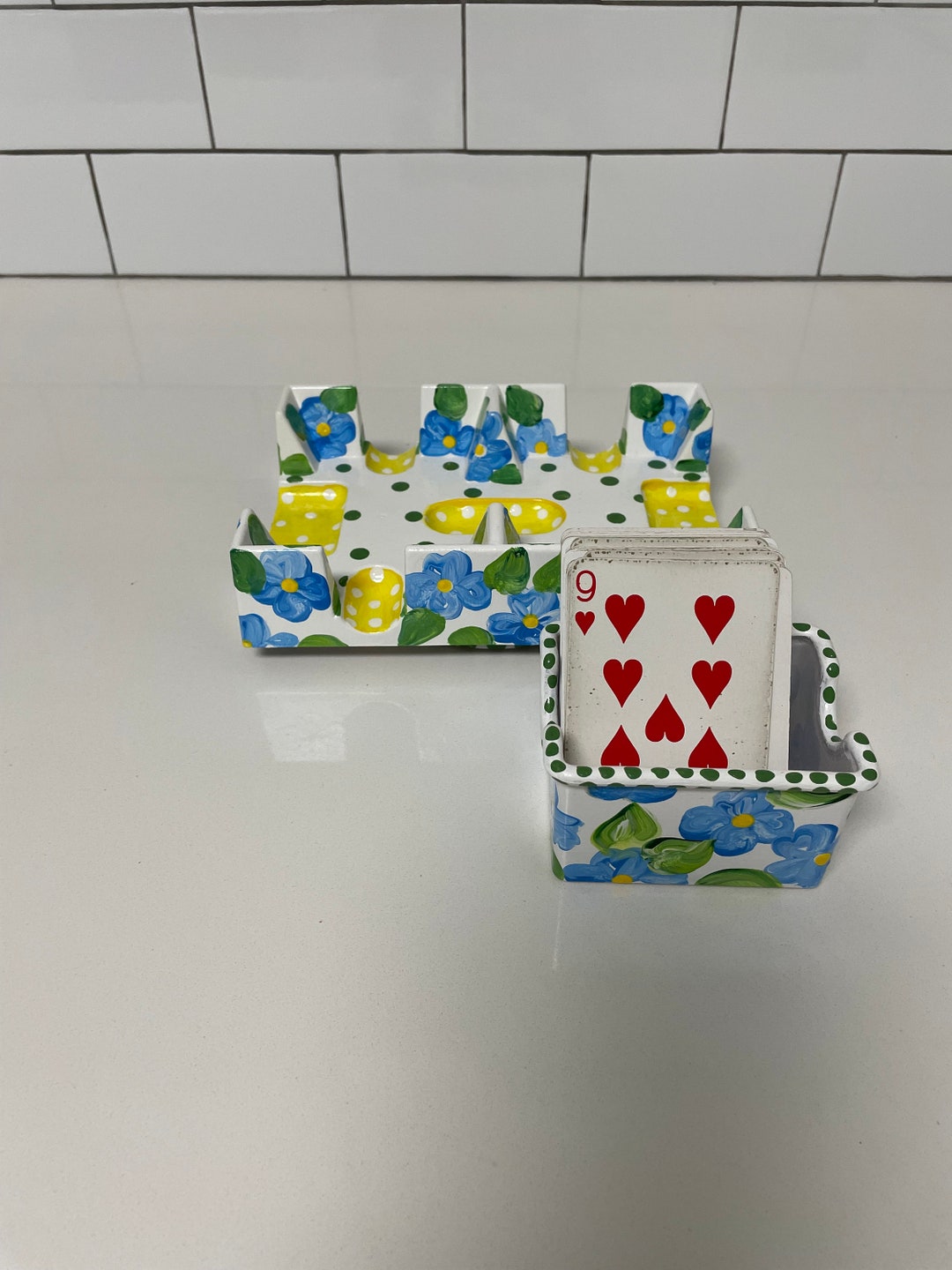 2piece Hand Painted Canasta Set - Etsy