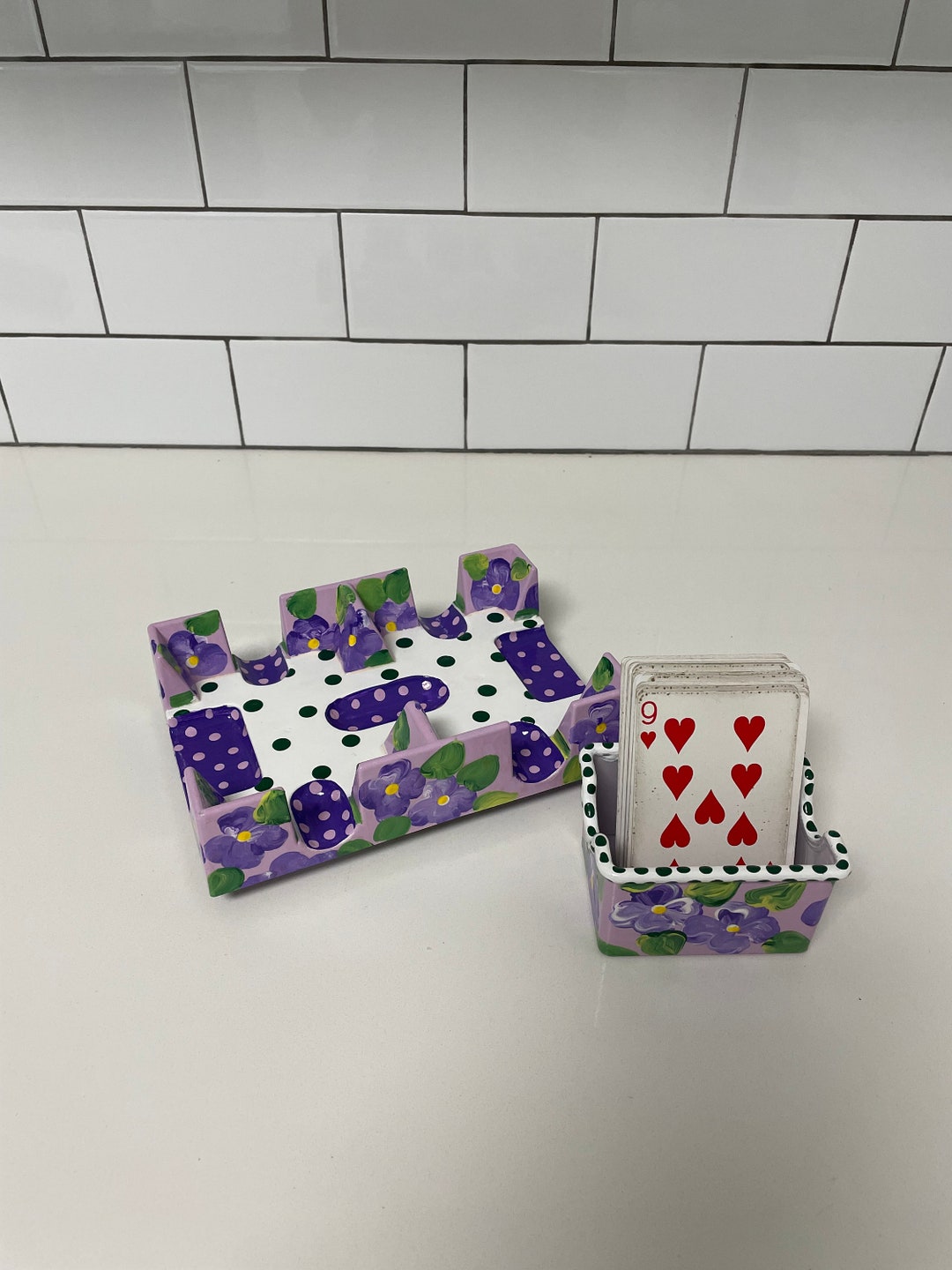 2 Piece Hand Painted Canasta Set - Etsy