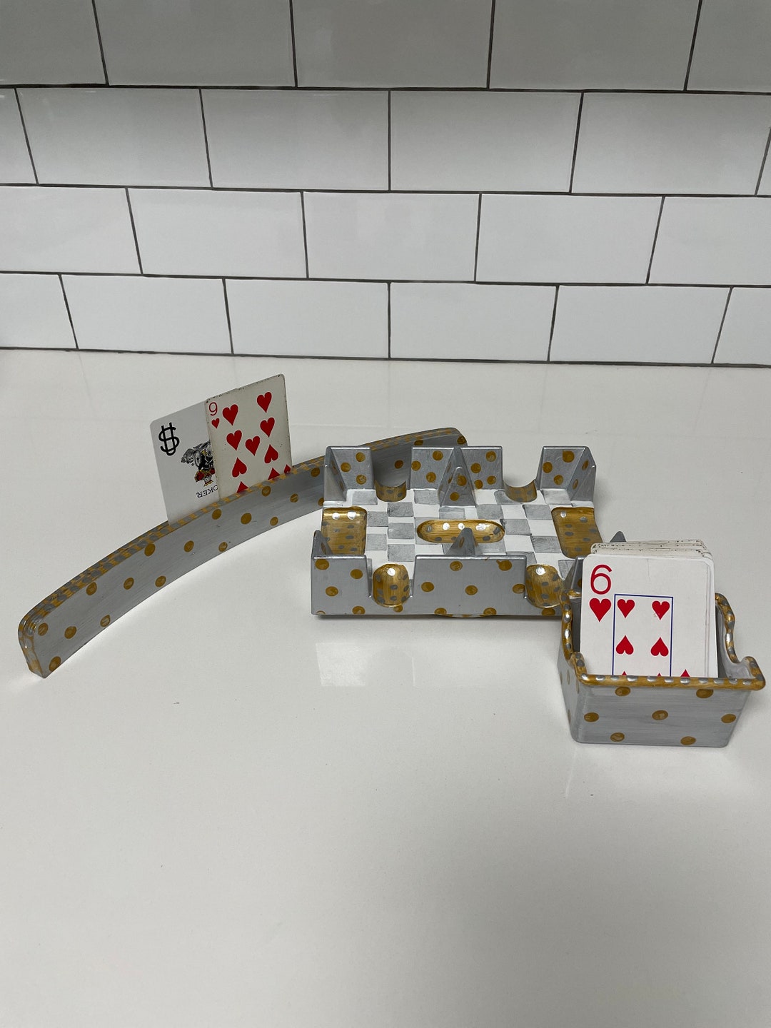 3 Piece Hand Painted Canasta Tray Set - Etsy