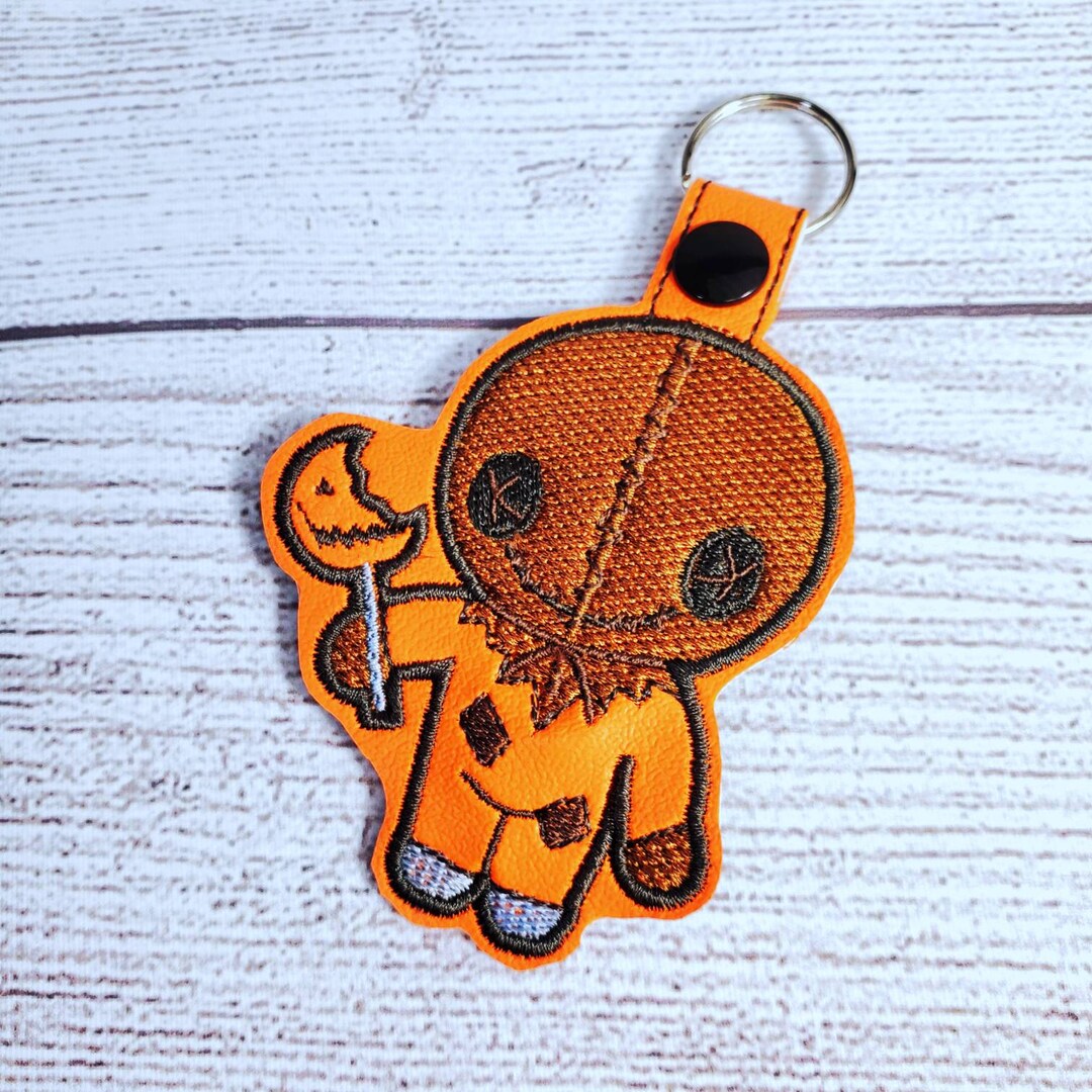 Horror Movie Keychain, Burlap, Pumpkin, Horror Gift, Scary, Orange ...