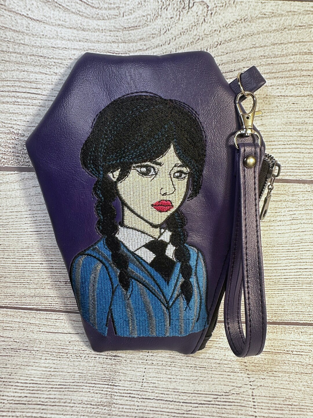 Coffin Purse, Wednesday Purple Goth Purse, Zipper Wristlet, Goth Bag ...
