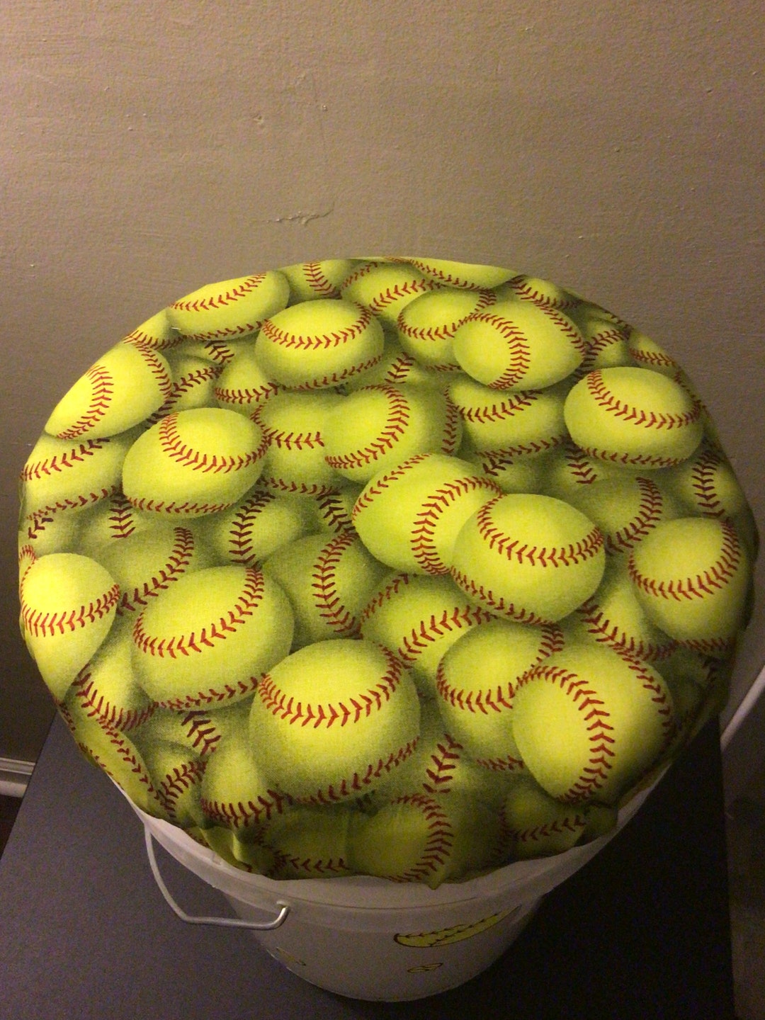 5 Gallon Cushion Lid Seat, Softball Theme Fabric, Stylish Bucket Lid ...