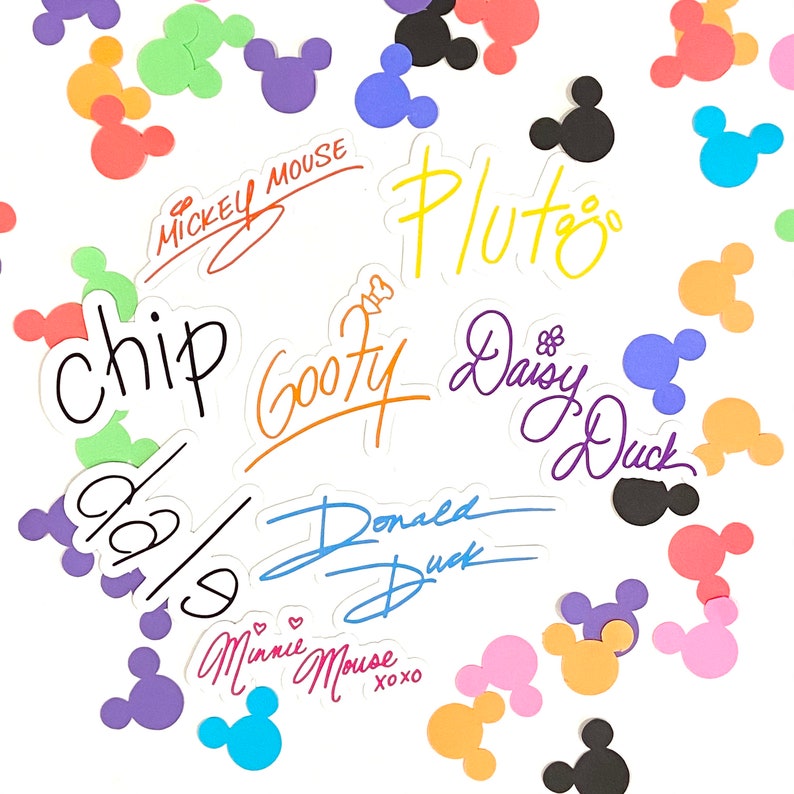 Disney Character Autograph Stickers | Etsy