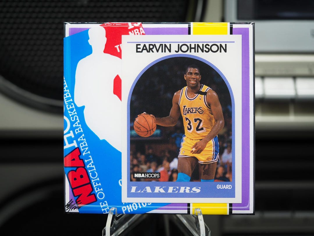 Earvin Magic Johnson Classic Card Tile Coaster Los Angeles Lakers 1989 ...