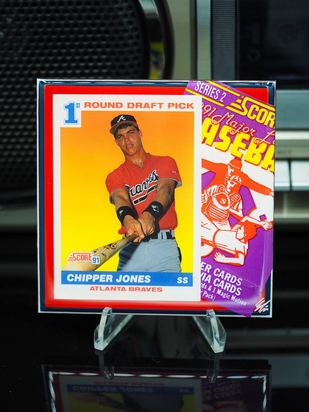 Chipper Jones Rookie Classic Card Tile Coaster Atlanta Braves 1991 ...