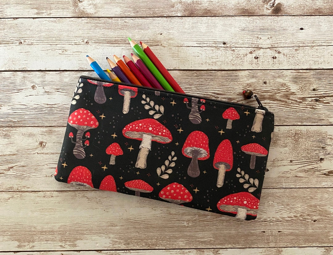 MUSHROOM Pencil Case Pouch, Medium Art Pen Zip Pouch, Small Wallet ...