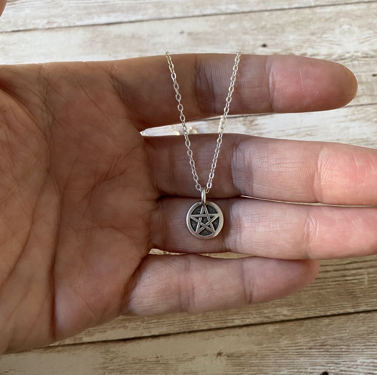 Pentacle Dainty Minimalist Silver Necklace Small Pentagram - Etsy