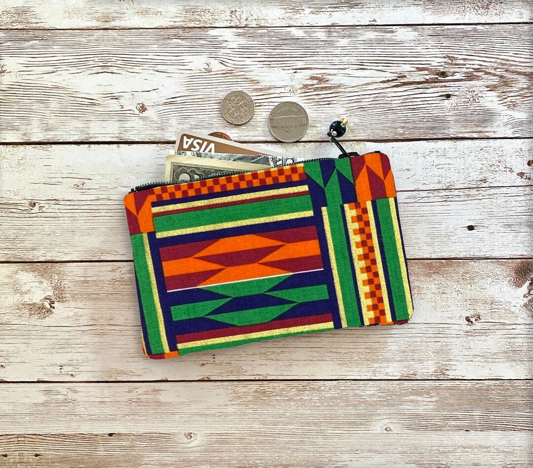 Colorful African Kente Coin Purse, Small Zip Pouch, Small Wallet Gift ...