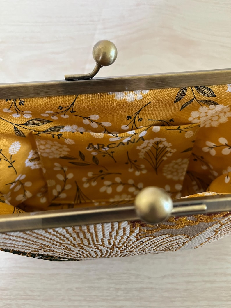 Flower Tree and Crane Clutch, Vintage Silk Floral Brocade Clutch Bag ...