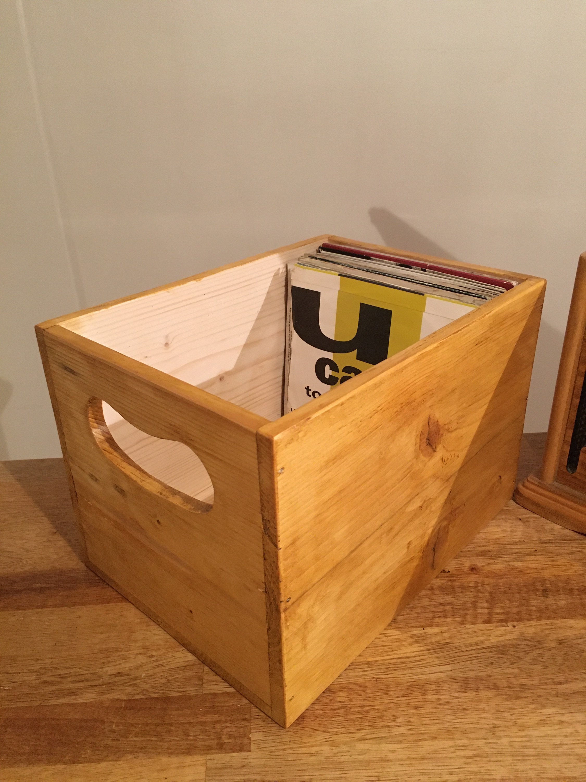 Vinyl record storage box 7 inch singles case pine box | Etsy
