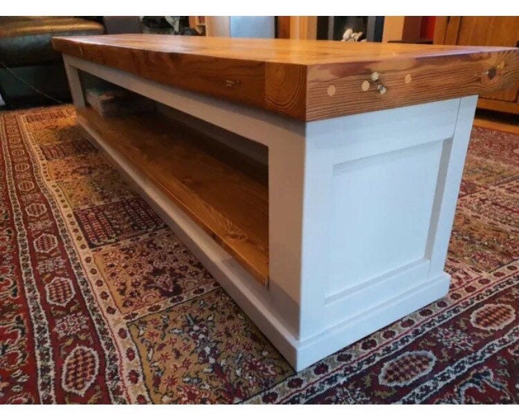 Reclaimed Pine and Painted Pine Hall Seat Shoe Storage Bench | Etsy UK