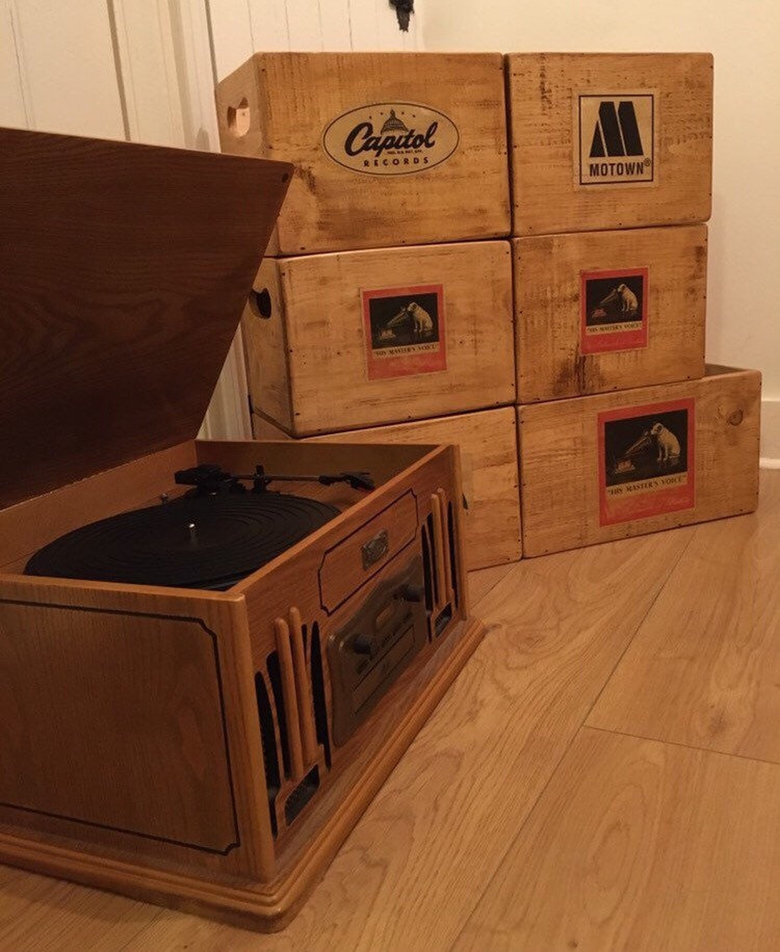 Vinyl Record Storage Box STAX Record Label. 120 Sleeves Vintage Style ...