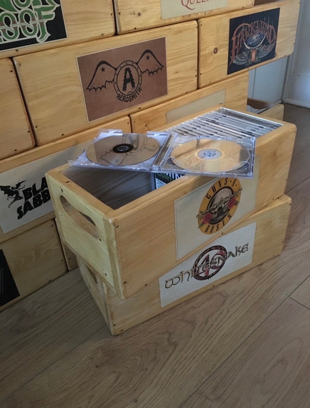 CD Storage Box Compact Disc Vintage Style Music Crate - Etsy UK