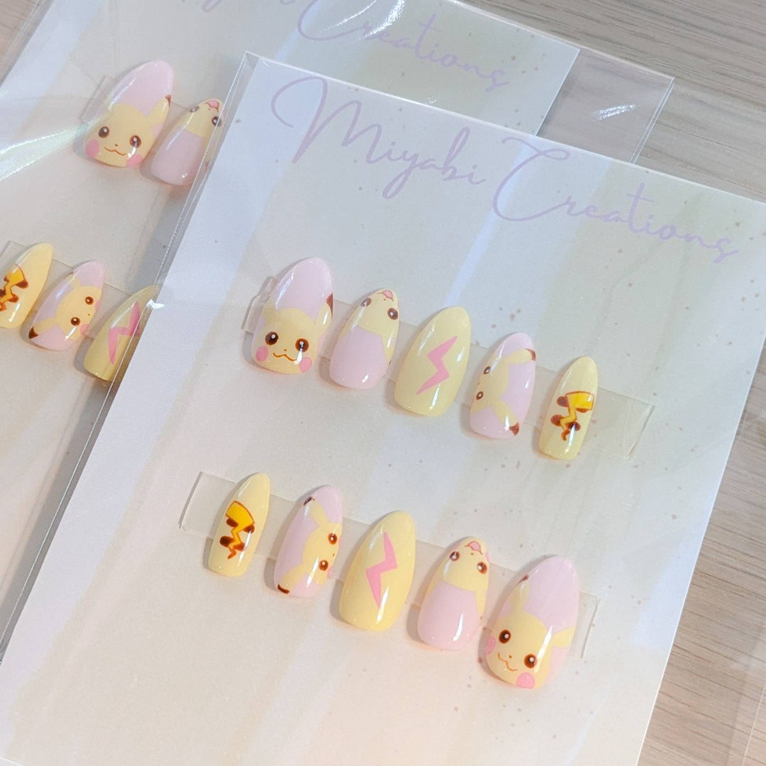 Pokemon Press-on Nails pikachu - Etsy