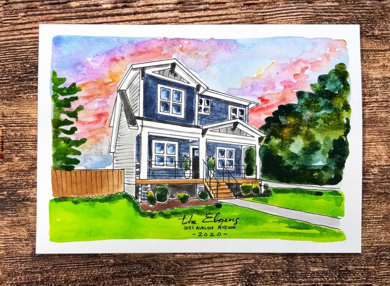 CUSTOM HOUSE DRAWING, Hand Drawn House, Original Aesthetic Sketch From ...