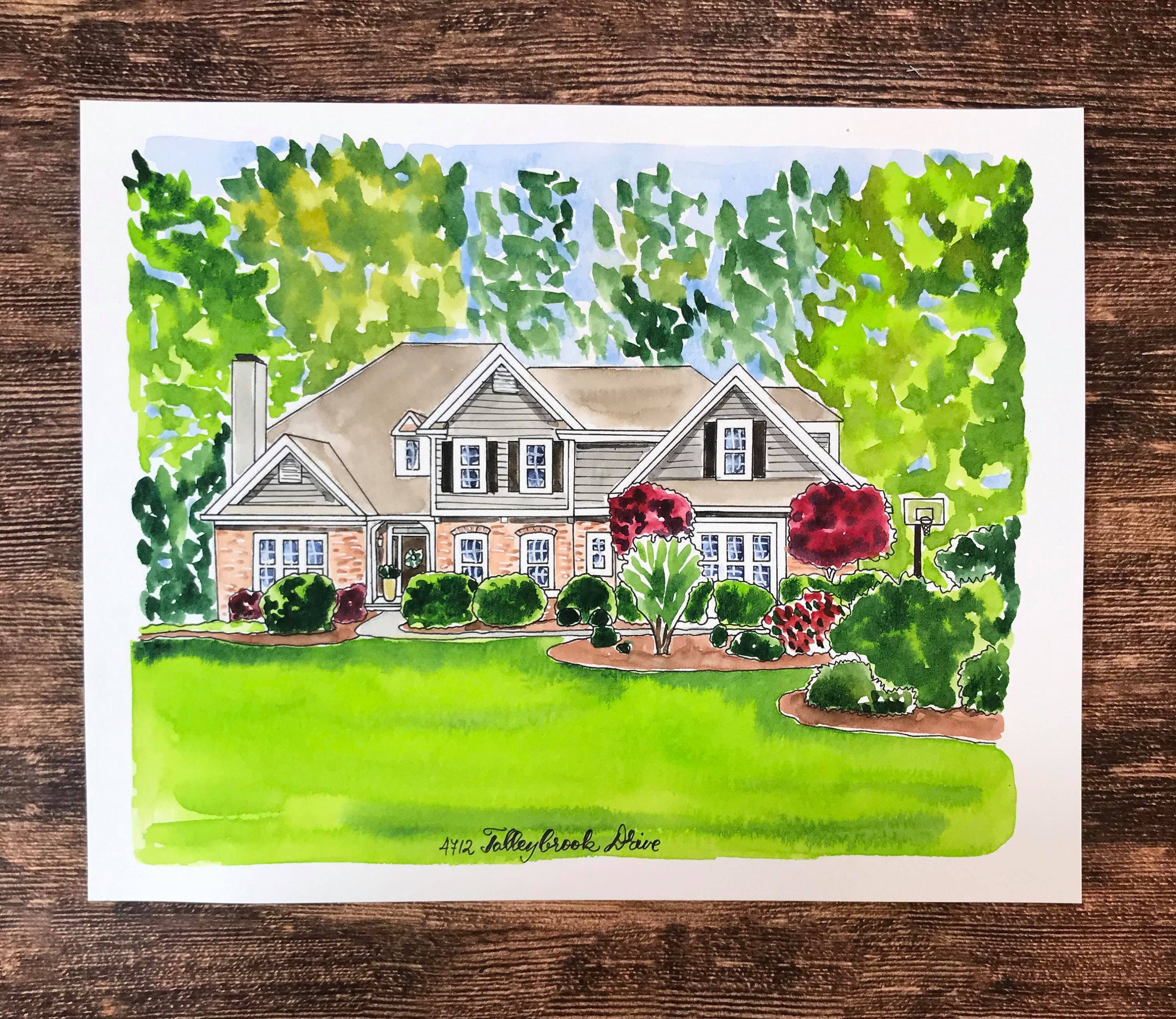 CUSTOM HOUSE SKETCH Hand Drawn House Watercolor Custom | Etsy