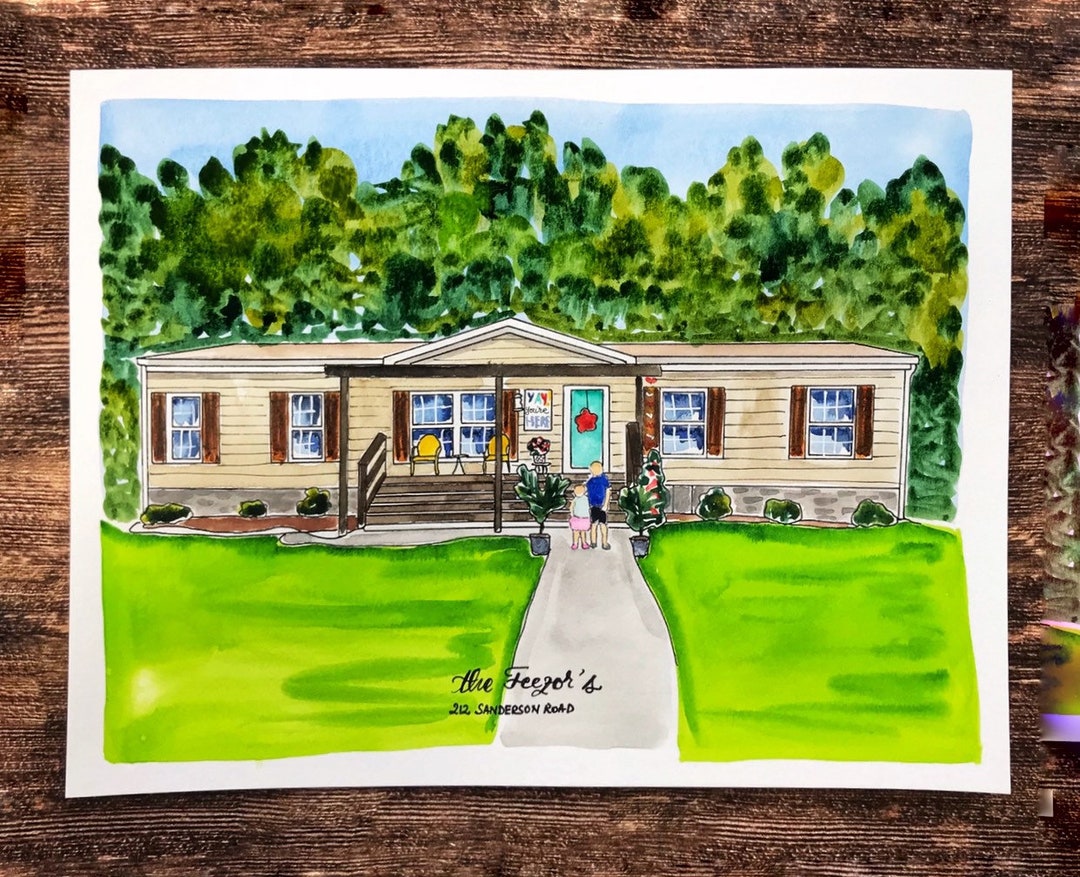 OUR HOUSE Custom Painting Watercolor Original Fine Art New Home Drawing ...