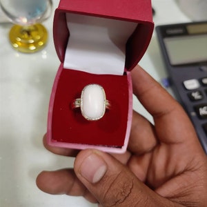 Certified 4-10ct Energized White Italian Coral Silver Astrological Ring | Natural Gemstone Safed ...