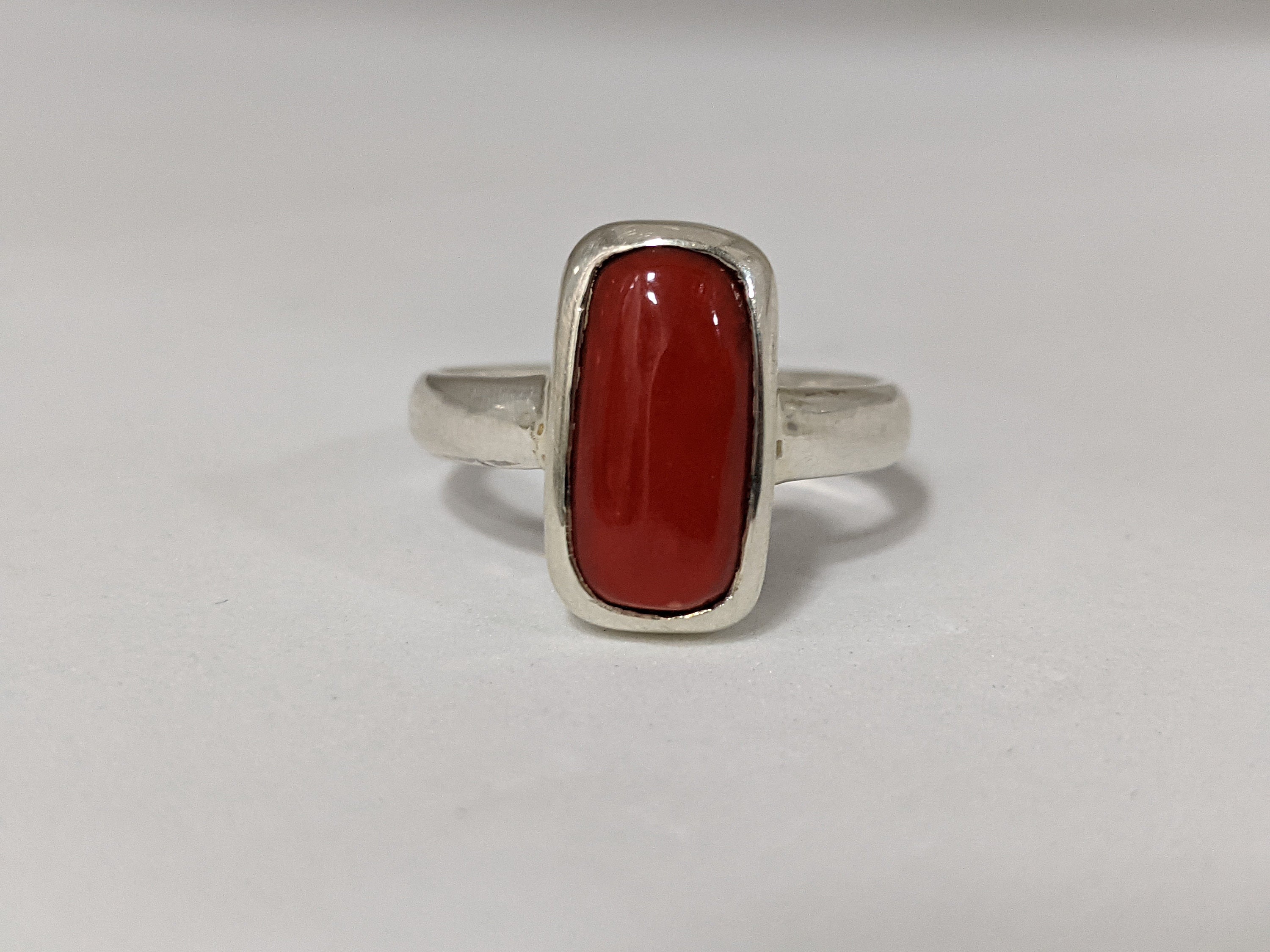 Natural Energized Red Coral (moonga) Gemstone Silver Ring | Certified ...