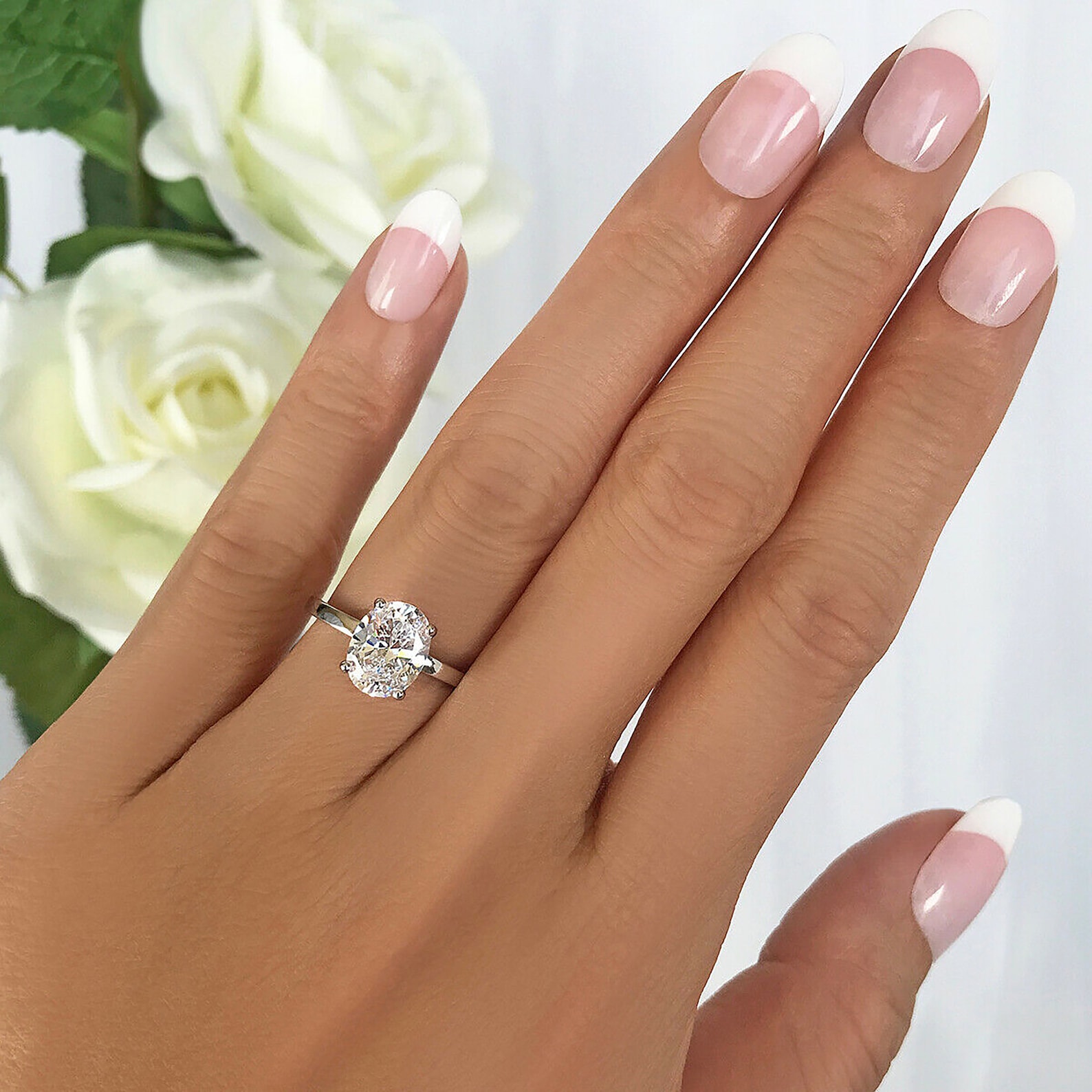 2 Carat Oval Moissanite Solitaire Engagement Ring White Gold Etsy