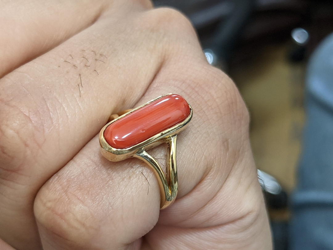 Certified Natural Red Coral Cylindrical Shape (moonga) Gemstone ...