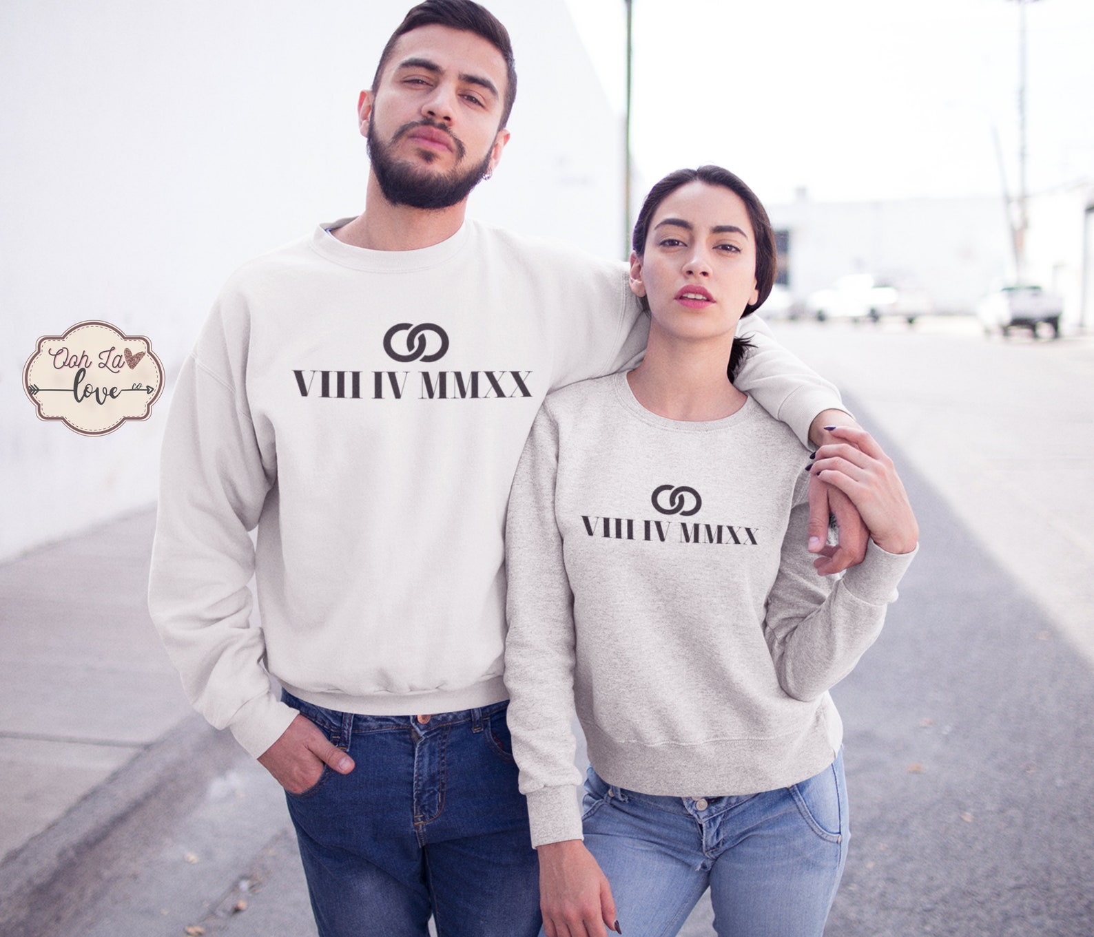 White Cotton Shirt, Wedding Date Ring Design Graphics Long Sleeve Shirt ...